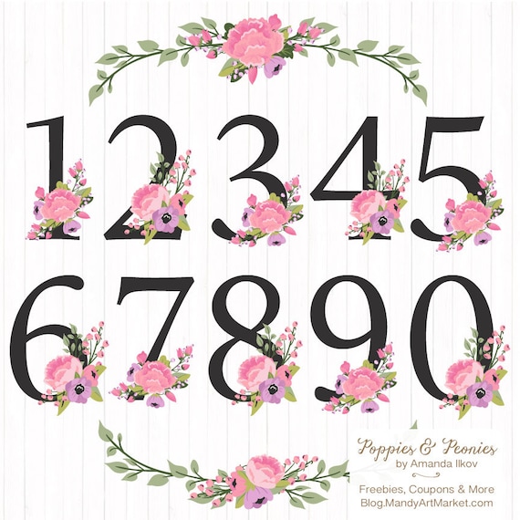 Premium Floral Numbers Clipart & Vectors Garden Party Flower | Etsy