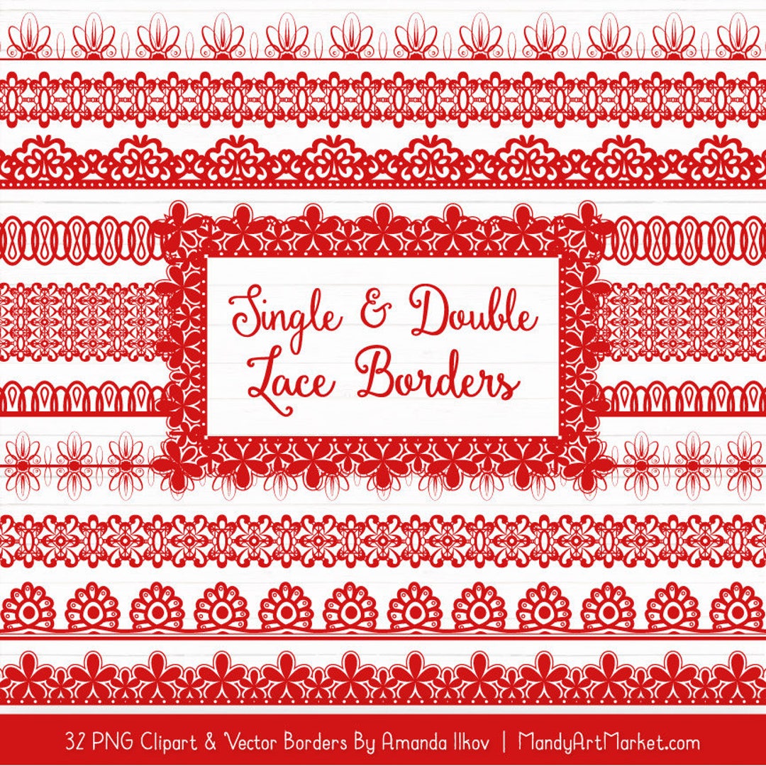 Red Lace Borders Clipart & Vectors - Red Lace Borders, Red Vector Lace ...