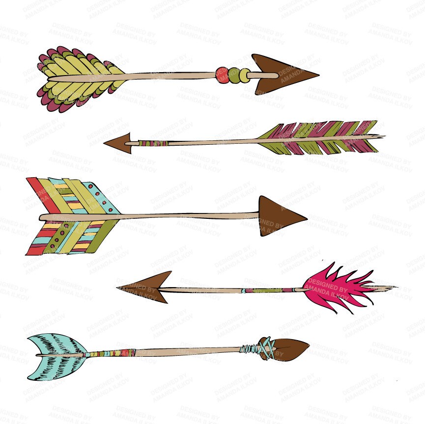 Premium Bohemian Arrows Clip Art & Vectors - Arrow Clipart, Tribal ...