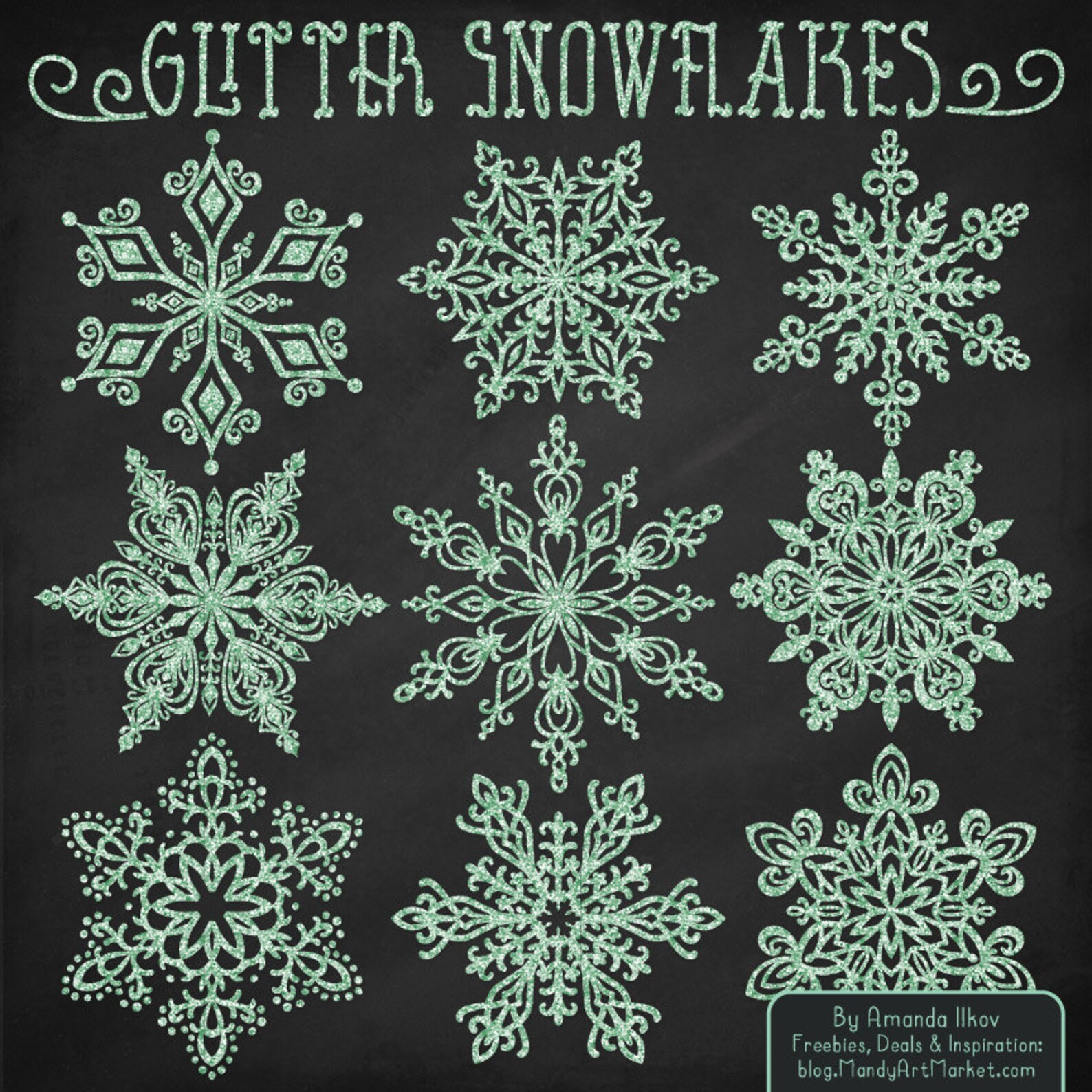 Premium Glitter Snowflakes in Mint Mint Glitter Snowflake - Etsy