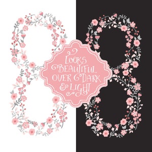 Premium Floral Numbers Clipart & Vectors in Pink and Grey - Pink Flower ...