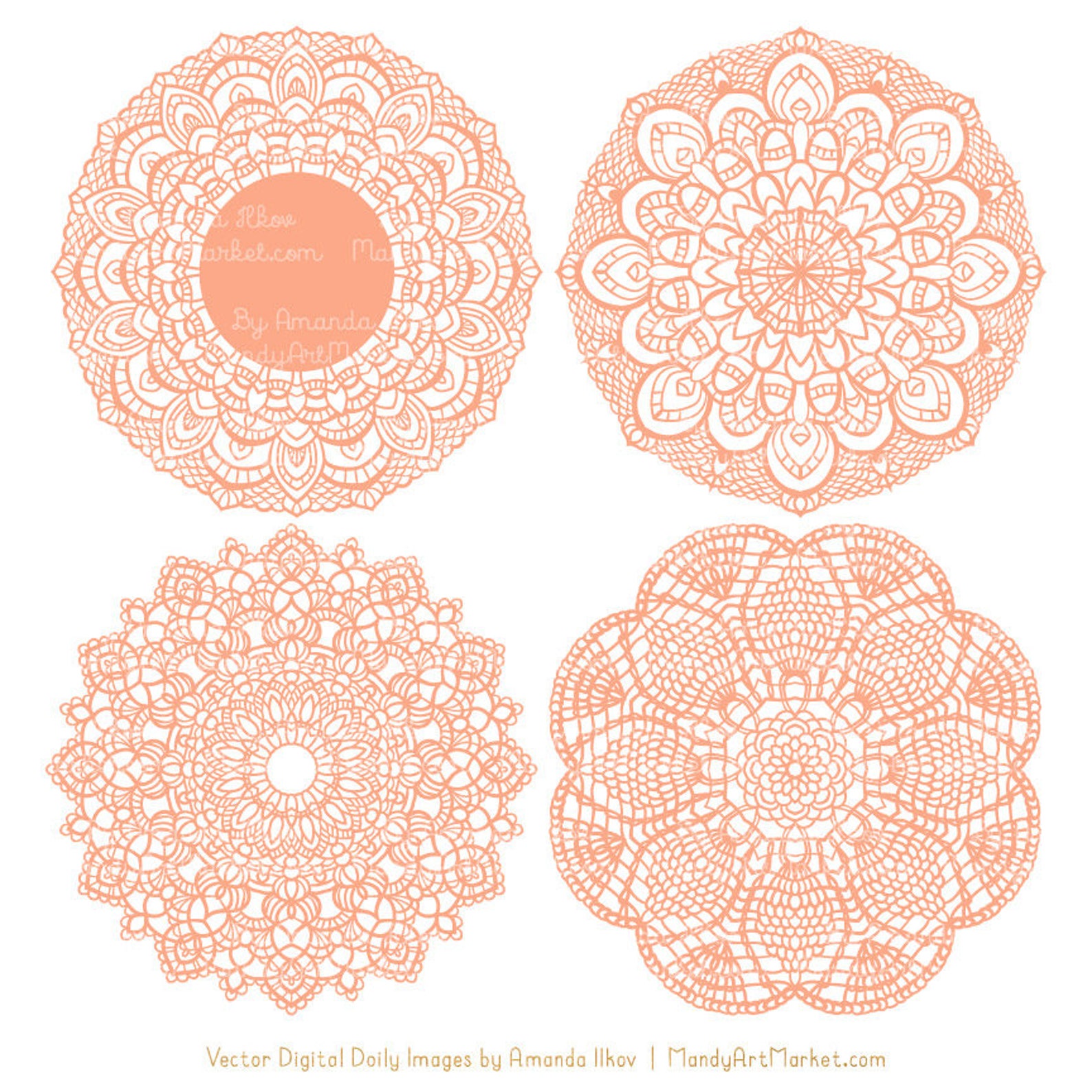 Premium Large Peach Lace Doily Vectors - Doily Clipart Images, Digital ...