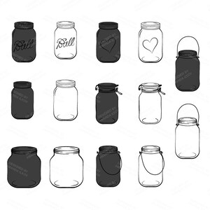 Professional Chalkboard Mason Jar Clip Art / Jar Vectors - Chalk Mason ...