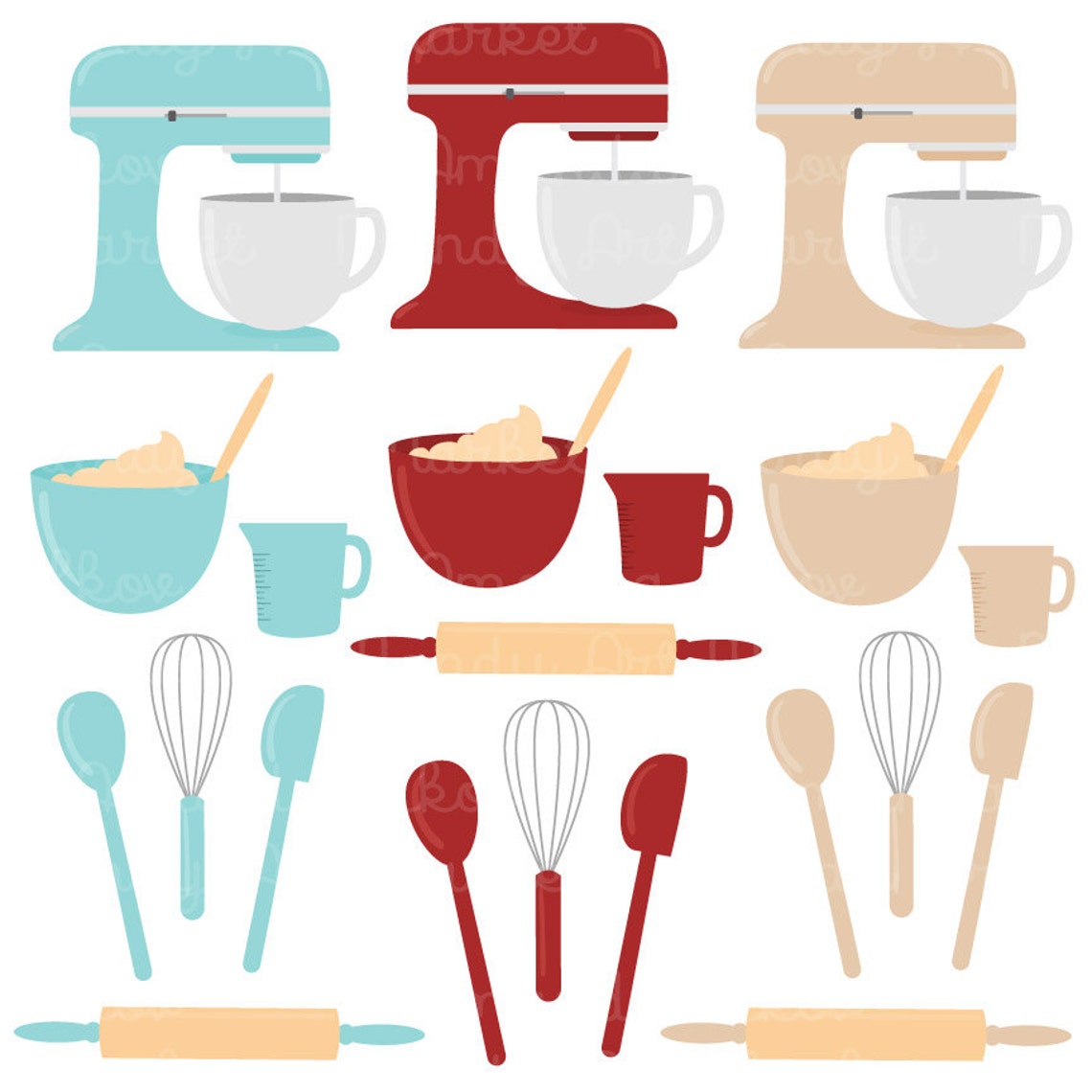 Professional Baking Clipart & Vectors in Red Robin - Kitchen Clipart ...