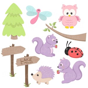 Cute Woodland Animals Clip Art & Papers - Woodland Clipart, Forest ...