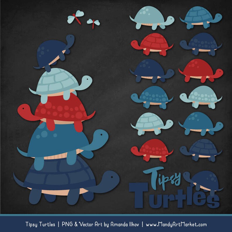 Professional Turtle Stack Clipart in Americana Turtle - Etsy