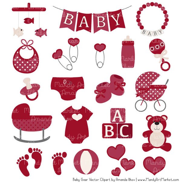 Premium Oh Baby Clipart & Vectors Set in Ruby - Ruby Red Baby Clipart ...