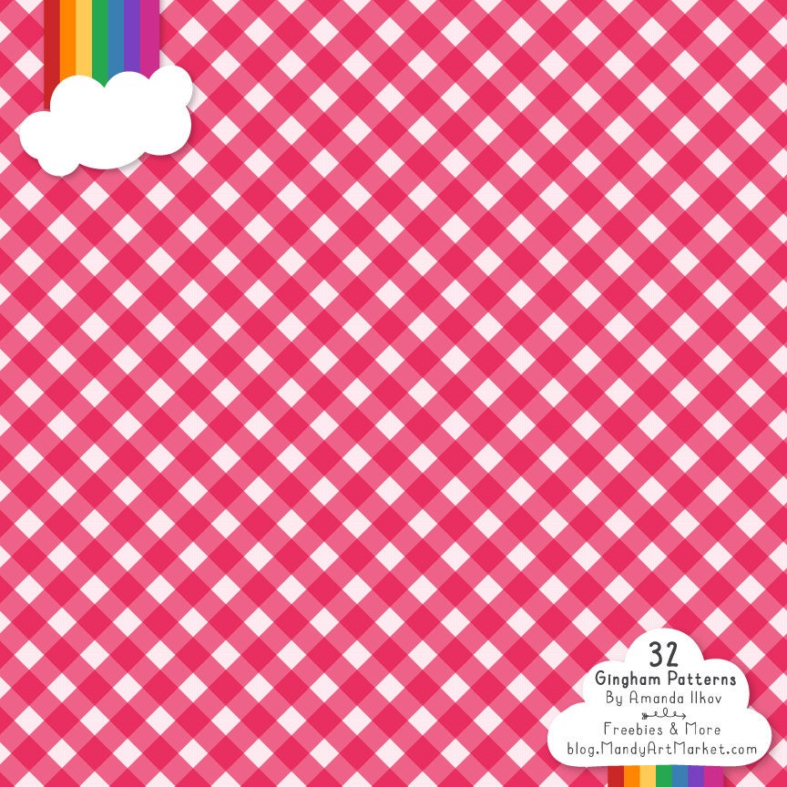 32 Professional Bright Gingham Digital Papers in Crayon Box - Gingham ...