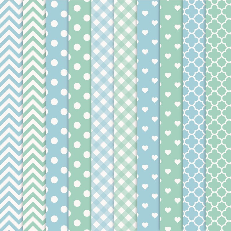 Premium Elephant Clipart, Vectors & Digital Papers in Blue Mint - Mint ...