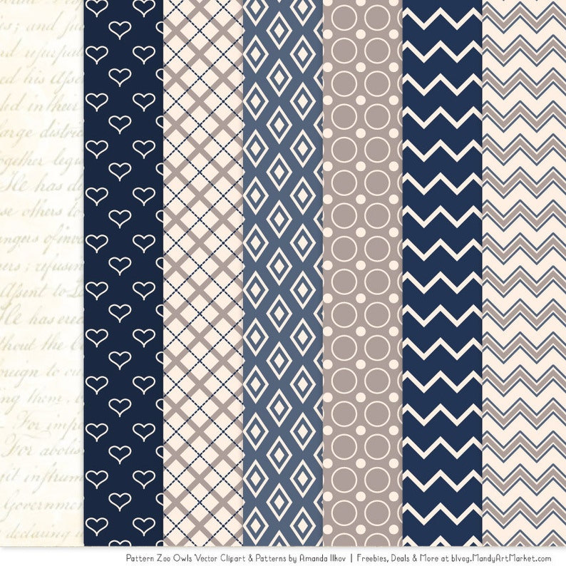 Patterned Navy Owls Clipart and Digital Papers Navy Owl - Etsy