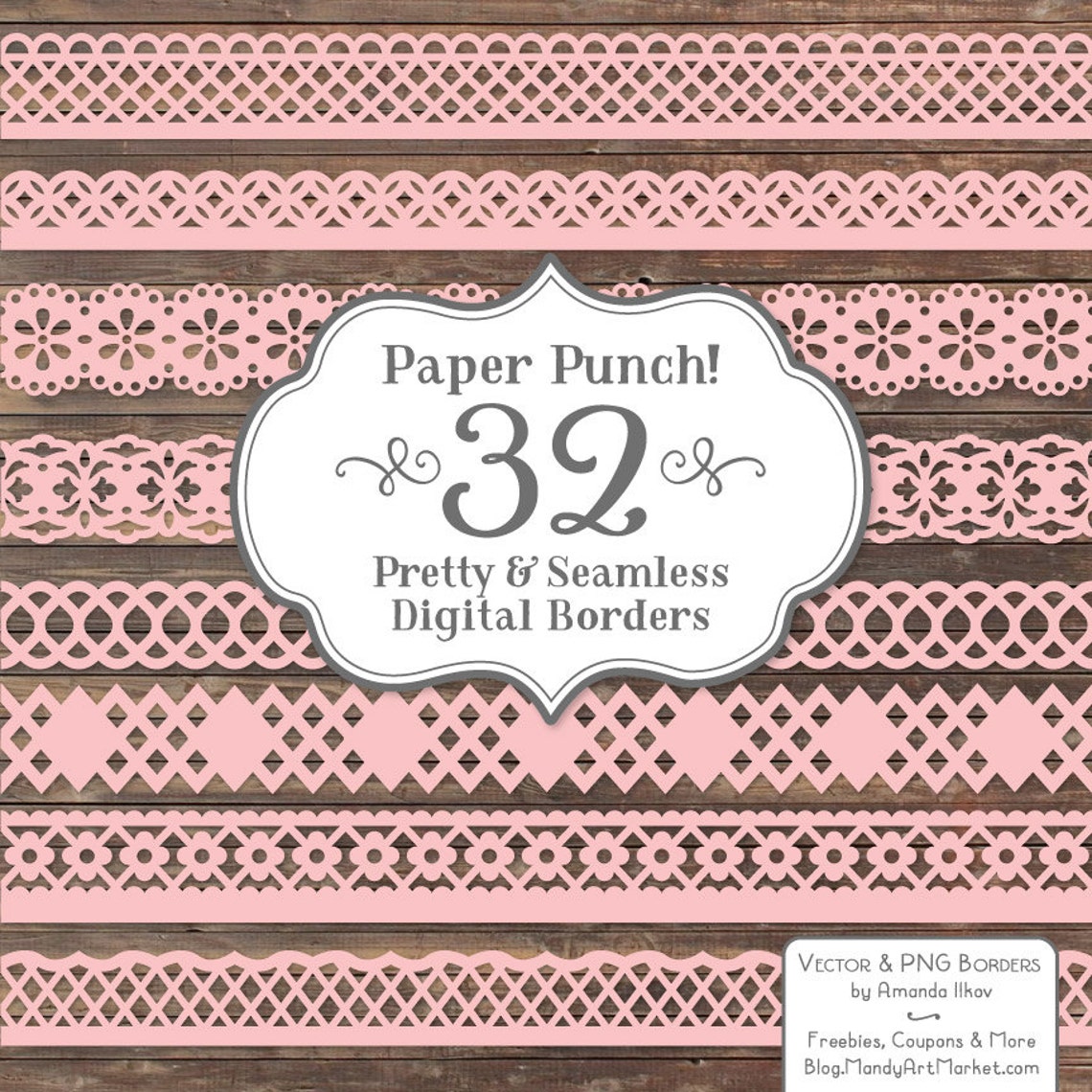 32 Premium Soft Pink Paper Punch Lace Borders Clipart & Vectors - Soft ...