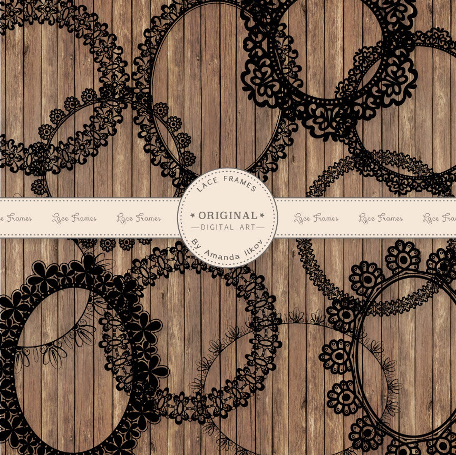 Premium Digital Lace Frames Lace Border Clip Art Digital | Etsy