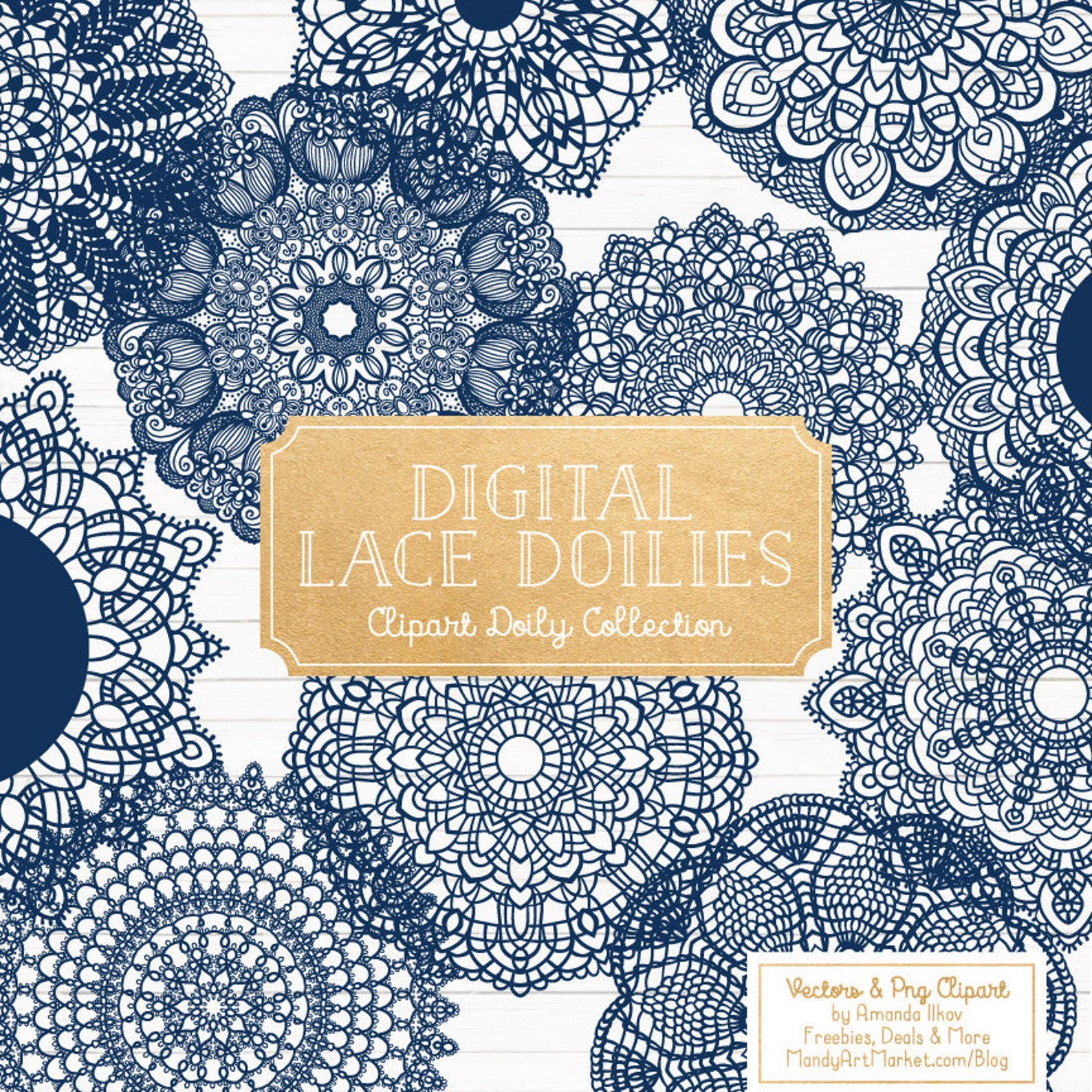 Premium Large Navy Lace Doily Vectors - Doily Clipart Images, Digital ...