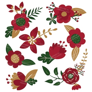 Premium Christmas Flowers Clipart & Floral Vectors - Christmas Floral ...