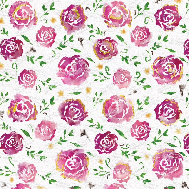 Premium Watercolor Roses Digital Papers Rose Digital Papers - Etsy