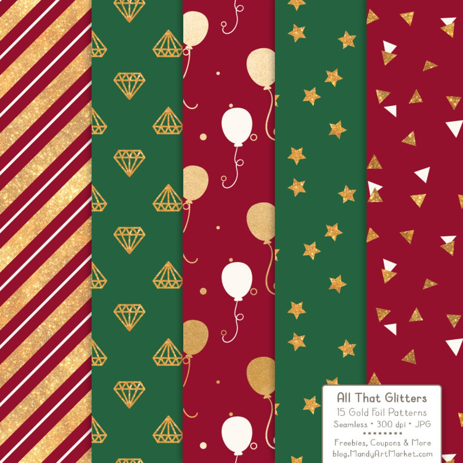 Celebrate Gold Foil Digital Papers in Christmas Party - Etsy