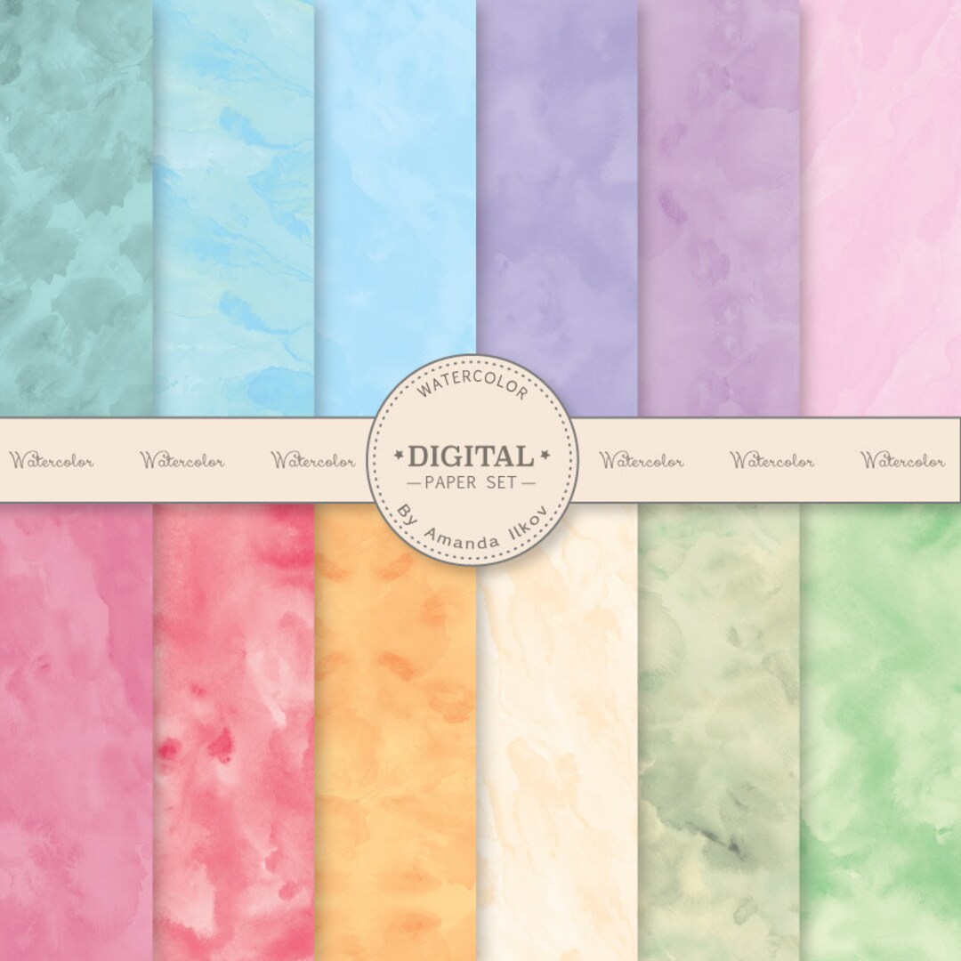 Premium Soft Pastel Solid Watercolor Digital Papers - Watercolour ...