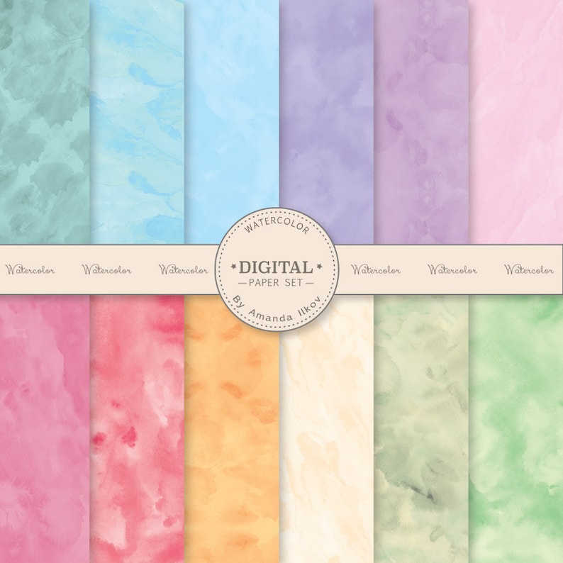 Premium Soft Pastel Solid Watercolor Digital Papers - Etsy