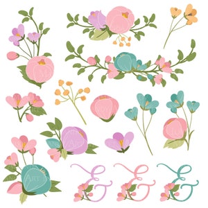 Emma Floral Heart Clipart & Vectors in Garden Party - Purple Flowers ...