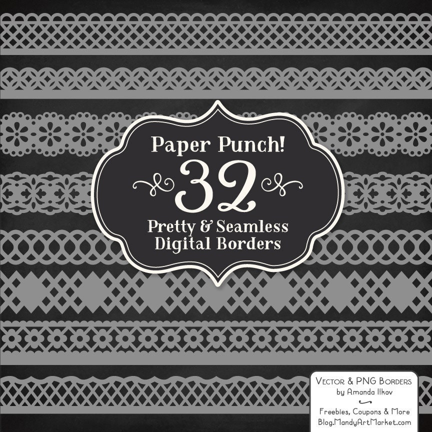 32 Premium Grey Paper Punch Lace Borders Clipart & Vectors - Etsy