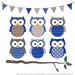 Patterned Royal Blue Owls Clipart and Digital Papers Blue Owl Clipart ...