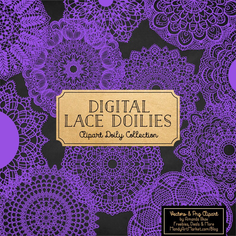 Premium Large Purple Lace Doily Vectors Doily Clipart | Etsy