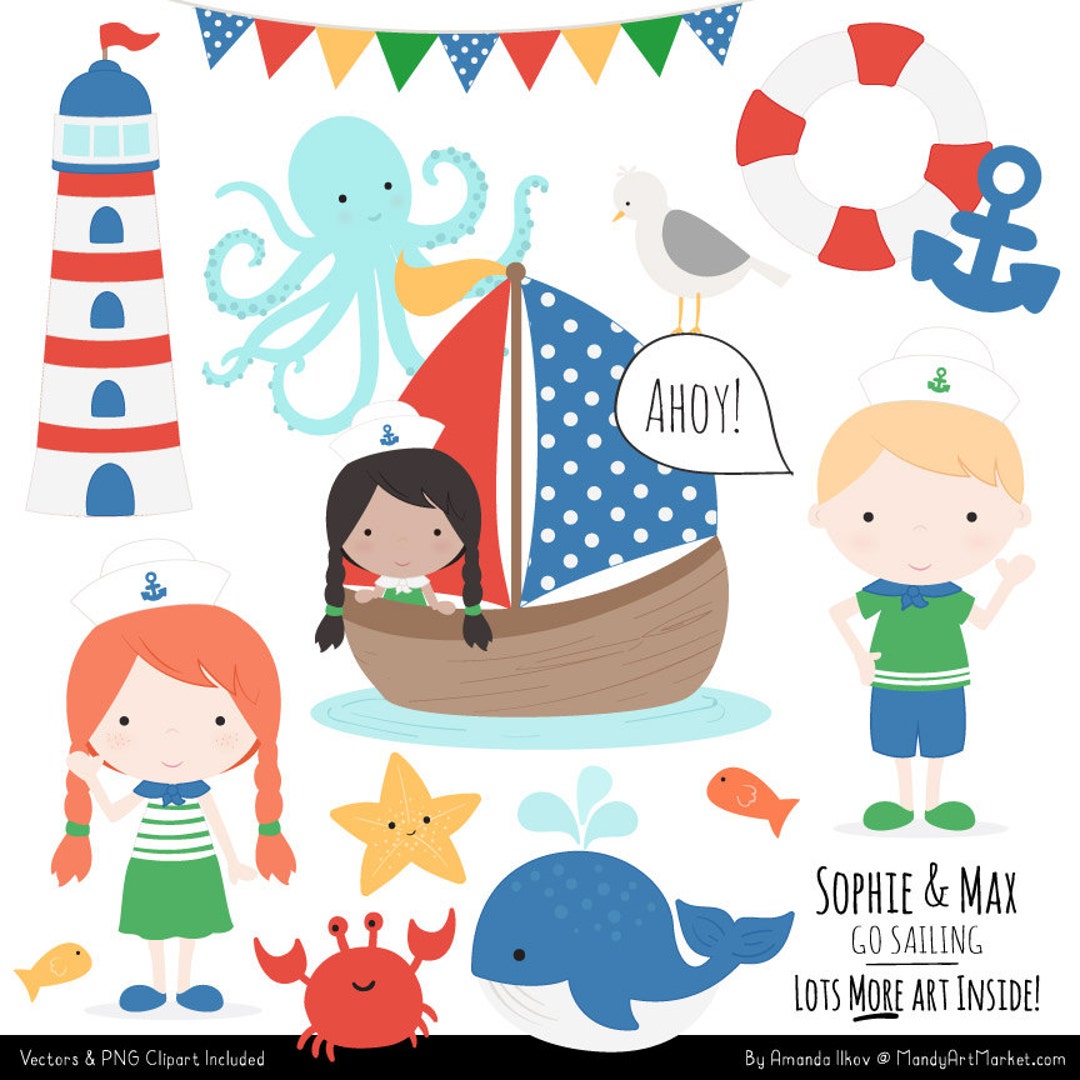 Kids Sailing Clipart
