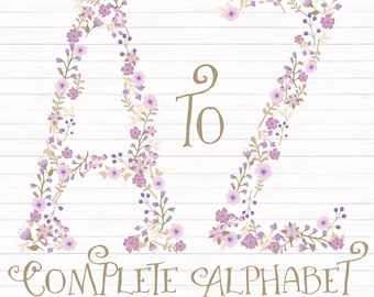 Professional Floral Alphabet Clipart & Vectors - Soft Pink Floral ...