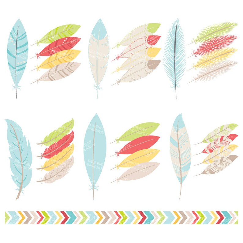 Professional Tribal Feathers Clipart & Vectors in Fresh | Etsy