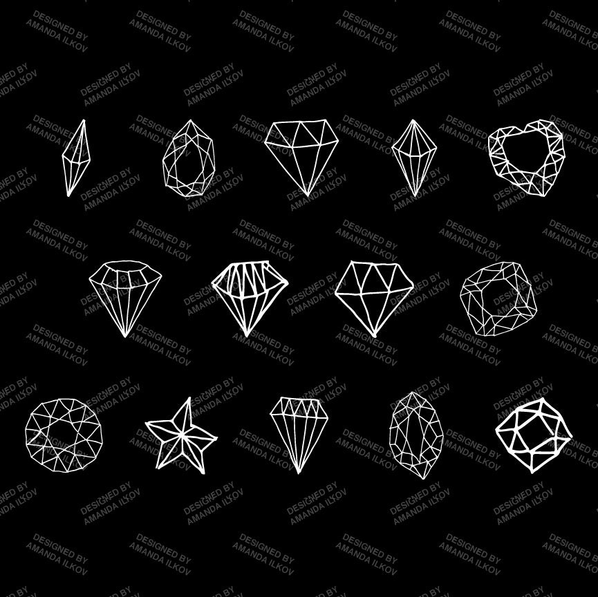 Premium Hand Drawn Diamond Clip Art Diamond Vectors Red | Etsy