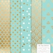 Celebrate Gold Foil Digital Papers in Aqua Party Patterns - Etsy