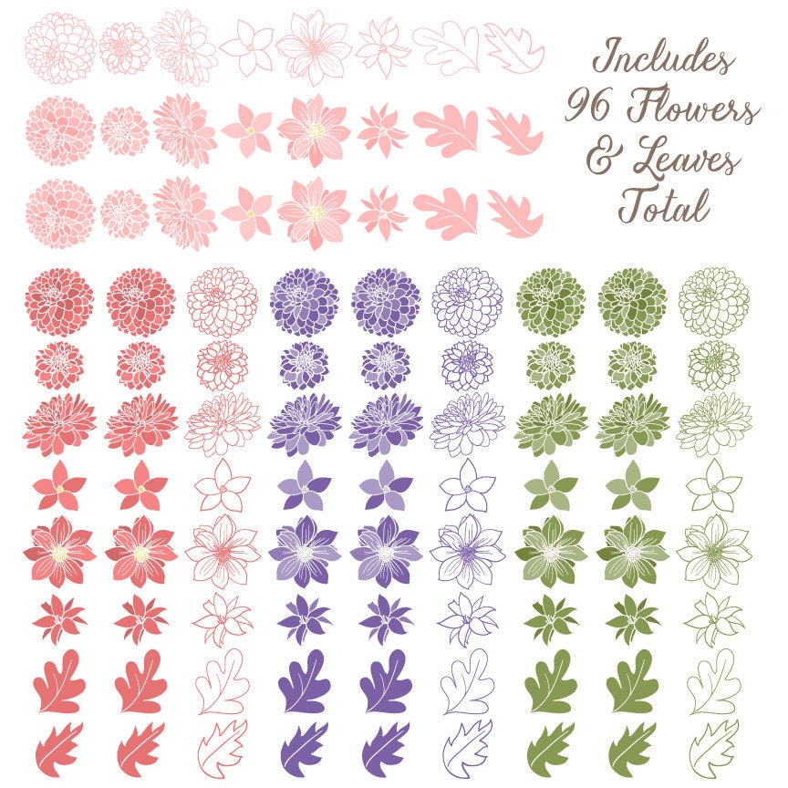 Lucy Dahlia Clipart & Vectors in Wildflowers Wild Flowers | Etsy