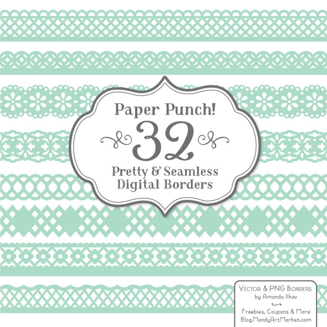 32 Premium Mint Paper Punch Lace Borders Clipart & Vectors - Mint Lace ...