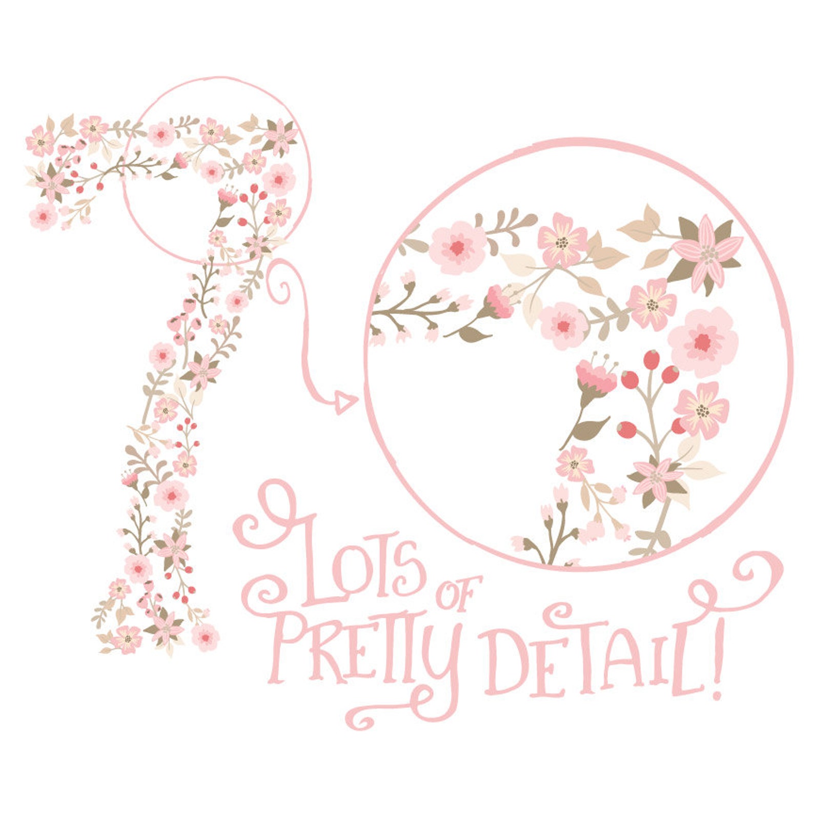 Premium Floral Numbers Clipart & Vectors in Soft Pink - Soft Pink ...