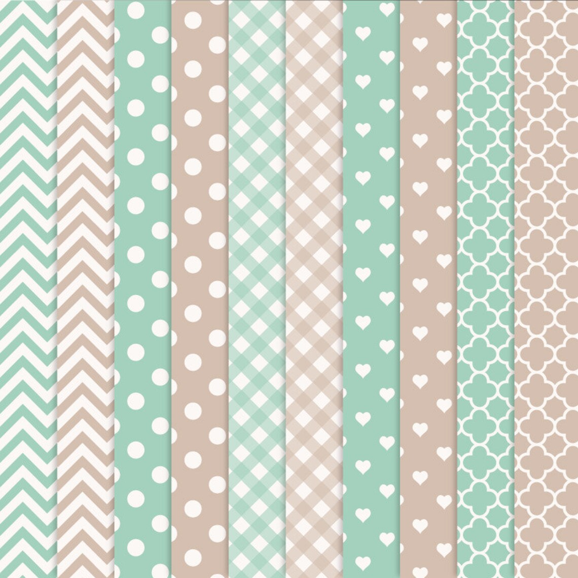 Premium Elephant Clipart Vectors & Digital Papers in Mint - Etsy