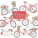 Emma Floral Bicycle Clipart & Vectors in Mint and Coral Mint | Etsy