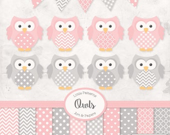 Pink Owl Clipart - Etsy
