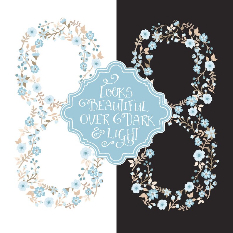 Premium Floral Numbers Clipart & Vectors in Soft Blue Soft | Etsy