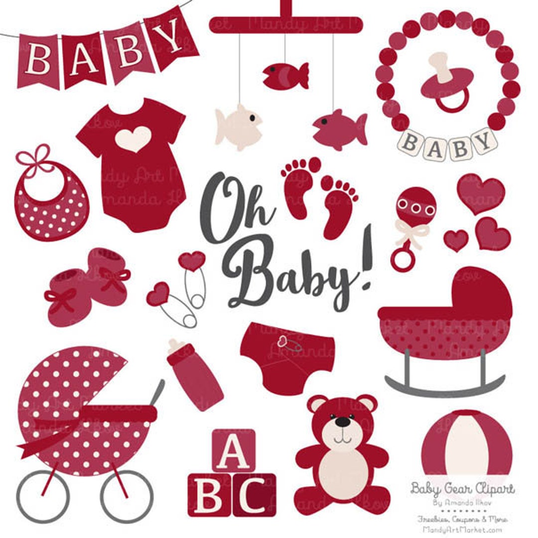 Premium Oh Baby Clipart & Vectors Set in Ruby Ruby Red Baby Clipart ...