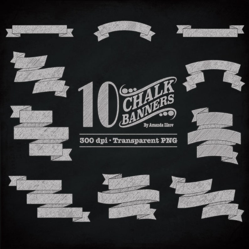 Professional Digital Chalk Banners Chalkboard Banner Clip - Etsy