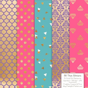Celebrate Gold Foil Digital Papers in Crayon Box - Party Patterns ...