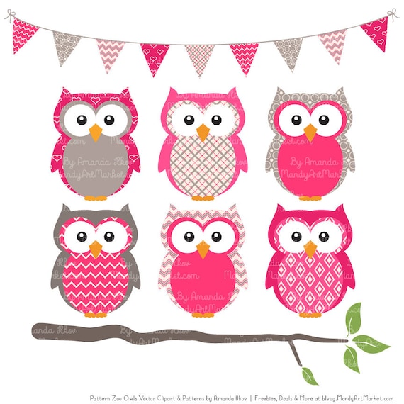 Hot Pink Owl Clip Art