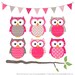 Patterned Hot Pink Owls Clipart and Digital Papers Pink Owl - Etsy
