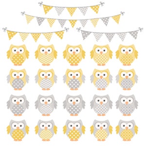 Premium Owl Clipart, Vectors & Digital Papers in Sunshine - Yellow Owl ...