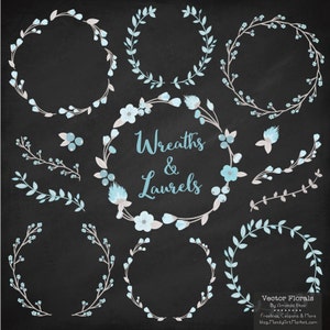 Floral Wreaths & Laurels in Soft Blue Soft Blue Flower Wreath, Soft ...