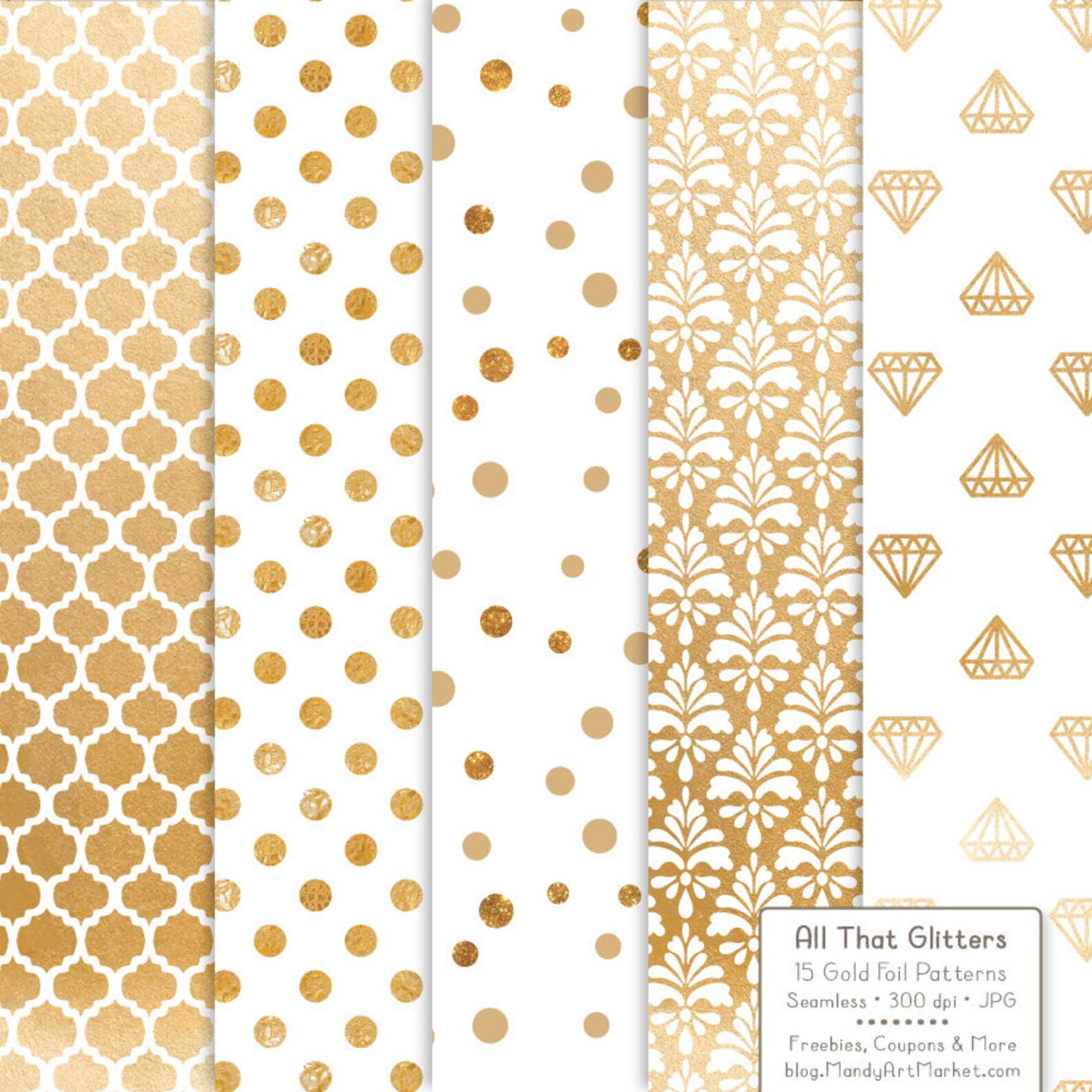 Premium Gold Foil White Digital Papers party patterns party | Etsy