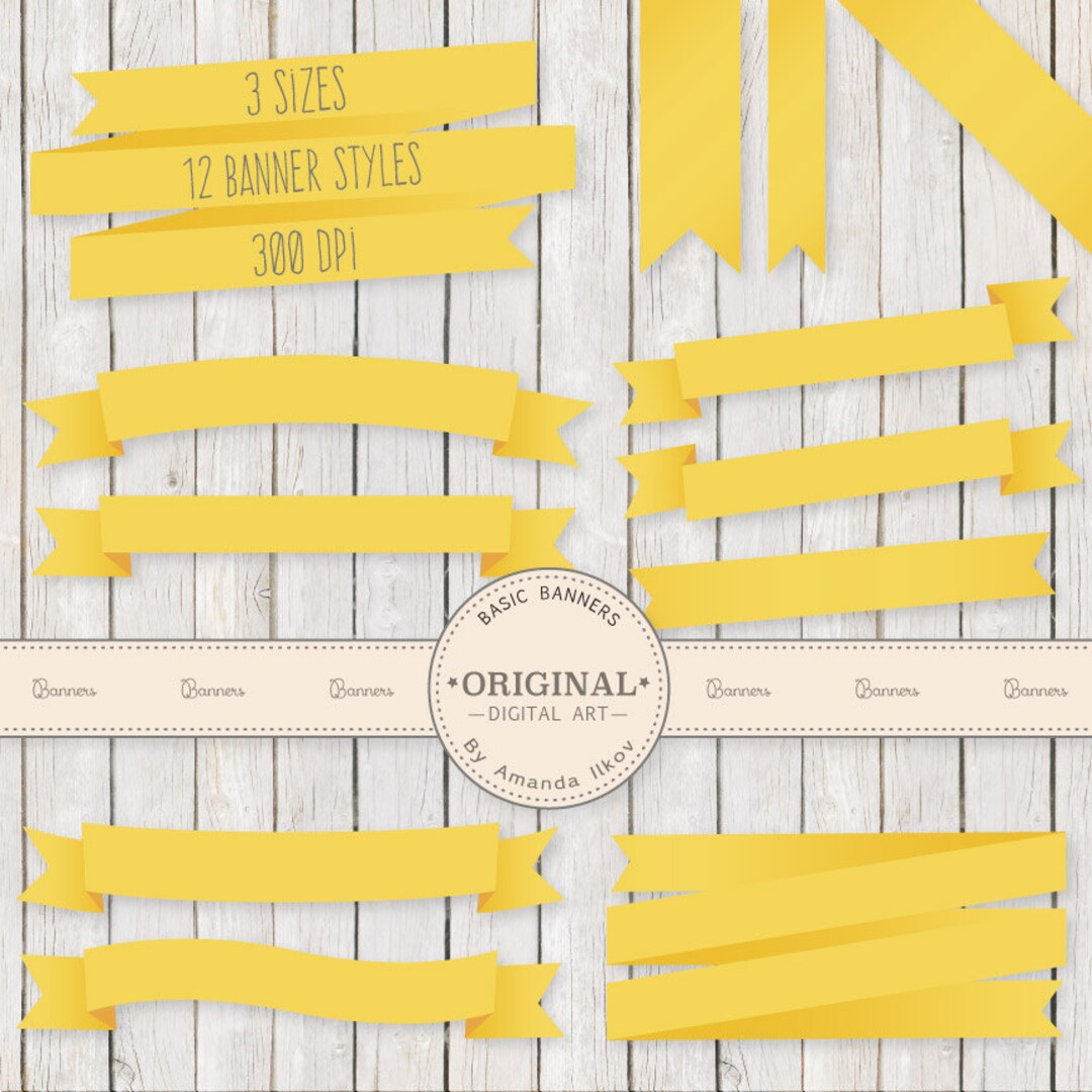 Professional Digital Ribbon Banners Yellow Banners, Yellow Ribbon ...