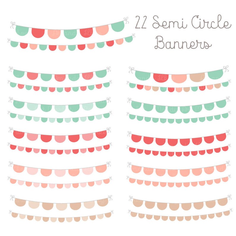 Professional Bunting Banner Clipart & Vectors in Mint and - Etsy