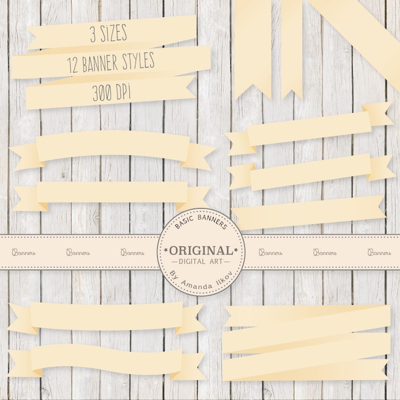 Professional Digital Ribbon Banners Cream Banners Cream - Etsy
