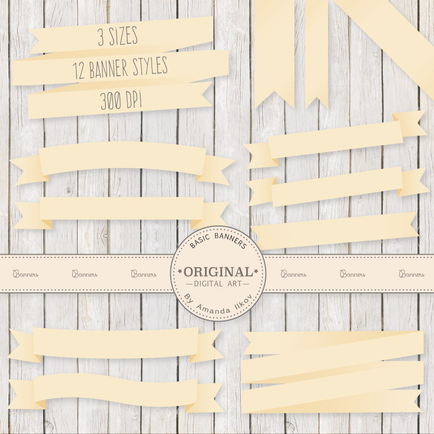 Professional Digital Ribbon Banners Cream Banners Cream | Etsy